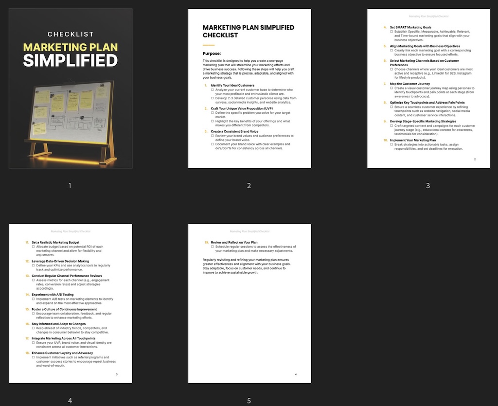 Marketing Plan Simplified - Checklist | Entrepedia